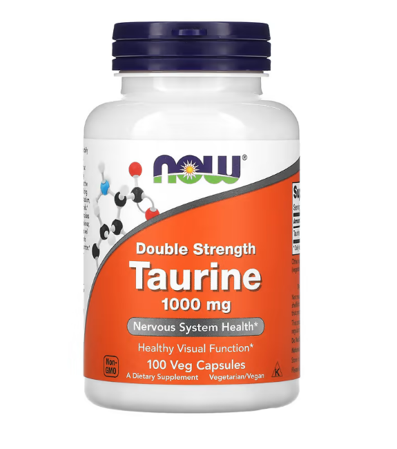 Taurine, NOW Foods, Double Strength, 1,000 mg, 100 Veg Capsules – true ...
